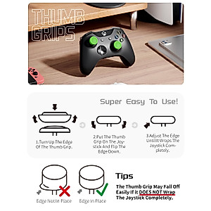 ELETIUO 5 Pairs/10 Pcs Thumb Grips Set for Xbox Series X/S,Xbox One,Xbox One X/S Controller,Anti-Slip Silicone Joystick Cap with 5 Designs, Custom Analog Thumbsticks Cover,Green