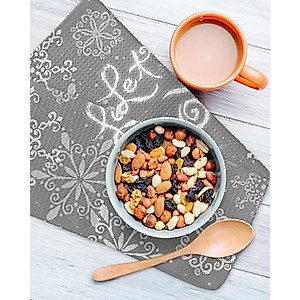 Hokiten Grey Christmas Snowflake Waffle Kitchen Towels Dishcloths, Xmas Winter Snowflake Let Snow Absorbent Dish Towels | Hand Towels for Bathroom/Bar, 12 x 12 Inch, 2 Pcs