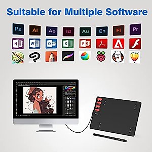 Graphics Drawing Tablet with 8 x 6 Inch Active Area Drawing Tablet, Battery-Free Pen and Express Keys Compatible for Mac/Windows/Android OS