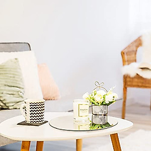 VASUHOME 12" Round Mirror Centerpieces for Tables, Mirror Tray Set for Wedding and Party Decorations, Circle Mirror Plates with Smooth Edge and Cushioned Feet, 2mm Thick