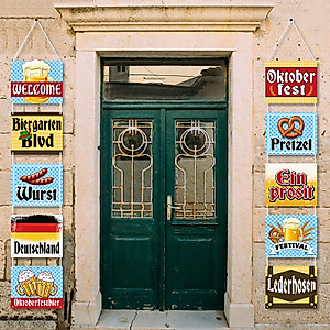 Oktoberfest Decorations, Laminated Bavarian Oktoberfest Banner German Beer Festival Signs Oktoberfest Party Decorations Supply Decor Paper Cutouts with 2 Ropes and Glue Point Dots (Style 1)