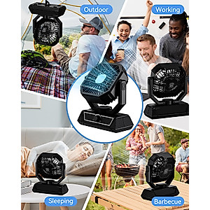Portable Fan Rechargeable, 20000mAh Battery Powered Fan with LED Lantern, Table Fan, Camping Essentials, USB C Battery Operated Camping Fan for Travel, Picnic, Barbecue, Fishing, Office, Home