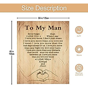 Basiole Gifts for Boyfriend Husband Blanket, I Love You Gifts for Him, Romantic Gifts for Men, Anniversary Birthday Gifts for Boyfriend, Valentines Day Gifts for Boyfriend Throw Blankets 50"X60"