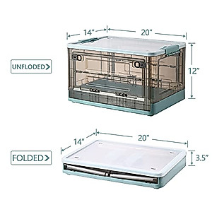 Lucky Monet Clear Storage Bins with Lids 55 Quart, Large Stackable Storage Bins Plastic Organizer Bins Boxes with Wheels & Dual Open, Collapsible Storage Containers for Closet Home Kitchen Car Trunk