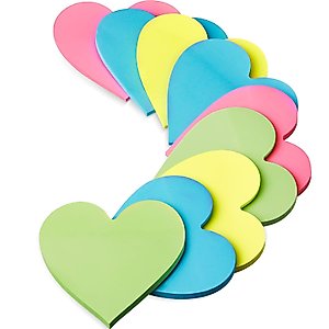 Marspark 9 Pack 3 x 3 Inches Heart Shaped Sticky Notes Heart Shaped Notepad Sticky Notes Hearts Cute Sticky Notes Colorful Sticky Memo for Home Office School Supplies, Back to School Seasons