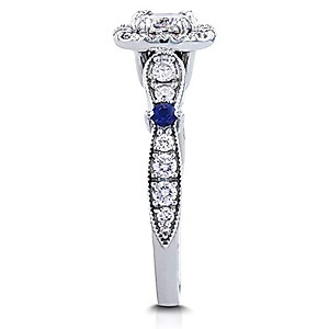 Kobelli Moissanite and Sapphire Engagement Ring 1 CTW in 14k White Gold, Size 7, White Gold