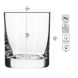 Krosno Whisky Sour Tumbler Glasses Old Fashioned Bourbon Cognac Brandy | Set of 6 | 10.1 oz | Blended Collection | Perfect for cocktails, drinks, water, juice, scotch, irish liquor, whisky