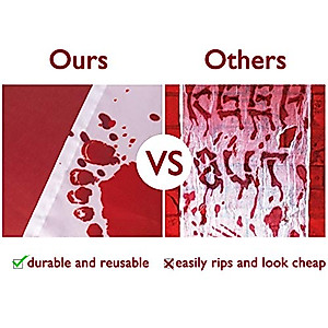 Halloween Decorations Set - Bloody Backdrop & Garland Banner & Footprints Handprints Floor Clings Decals - Zombie Vampire Party Supplies Garage Yard Outdoor Indoor Decor
