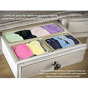 Greenco Non-Woven Foldable 3 Piece Drawer and Closet Storage Cube Set- (Beige)