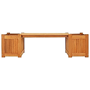 Sunnydaze 68-Inch Meranti Wood Outdoor Planter Box Bench with Teak Oil Finish