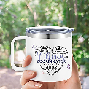 WWHSAI Chaos Coordinator Gifts - Gift For Boss Chaos Coordinator - Boss Lady Gifts For Women - Thank You Gift For Employee/Teacher/Coworker/Manager/Nurse Appreciation Office Presents Coffee Cup 14oz