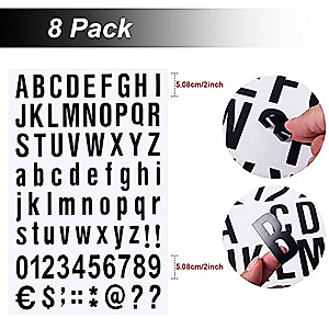 8 Sheets Self Adhesive Vinyl Letters Numbers Kit, Mailbox Numbers Sticker for Mailbox, Signs, Window, Door, Cars, Trucks, Home, Business(2 Inch,Black)