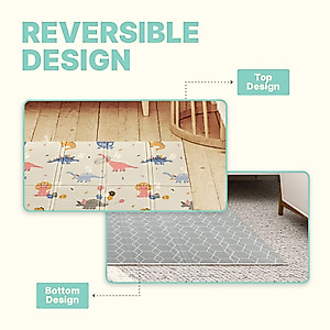 Easy Baby Extra Large and Thick (0.6in) Foam Play Mat for Babies and Toddlers | Nontoxic, Foldable, Washable, and Waterproof Playmat 77” x 70” (Dinosaurs Pattern)