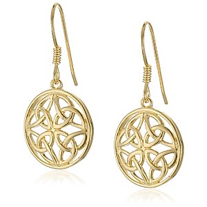 Amazon Essentials 18k Yellow Gold Plated Sterling Silver Celtic Knot Round Drop Earrings ,(previously Amazon Collection)