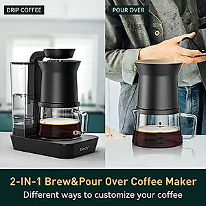 Tredy 2-in-1 Brew & Pour Over Coffee Maker, 2-Cup Automatic Coffee Maker Machine Brewer or Manual Pour Over Coffee Dripper (480ML/16OZ)