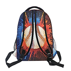 Baseball Print Kids Backpack, Red and Blue Kids Backpacks Bookbags Elementary Toddler School Bags Travel Bags for Boys Girls One Size