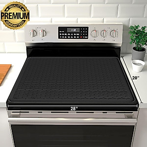 Abra® Silicone Stove Top Covers for Electric Stove | Premium 100% Food Grade Silicone Stove Mat For Glass Top Stove | Glass Top Stove Cover Protector (28x20, Jet Black)
