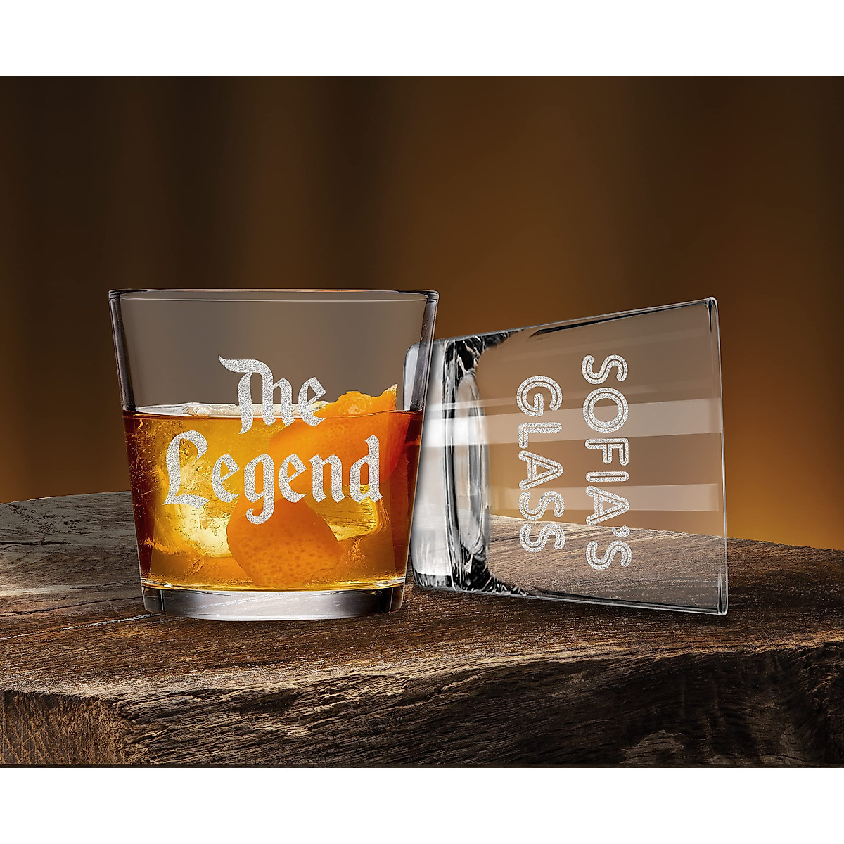 TEEAMORE Personalized Rocks Old Fashioned Cocktail Glass Add Your Text Etched Whiskey Glasses Gift Customization 9oz