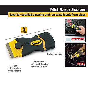 Titan Mini Scraper with 5 Metal and 10 Plastic Blades Razor Scraper for Removing Glue, Sticker, Decals, labels Tint from Car Window and Glass