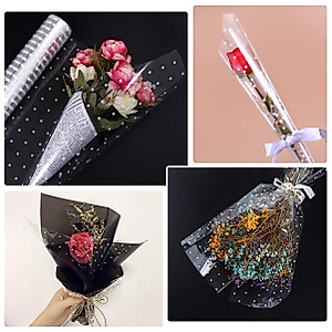 NUOBESTY Cellophane Wrap Roll Clear White Dot Pattern Florist Paper Wrapper Gift Wrappings Packing Paper for Flowers Craft Basket Bouquet Food