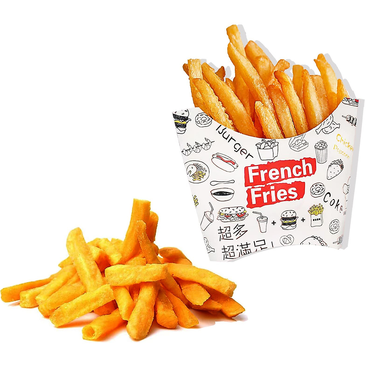 YAPULLYA 5 oz 50-Pack French Fry Containers Box Cups, Disposable Paperboard French Fries Holders, Kid's Snack Container for Party