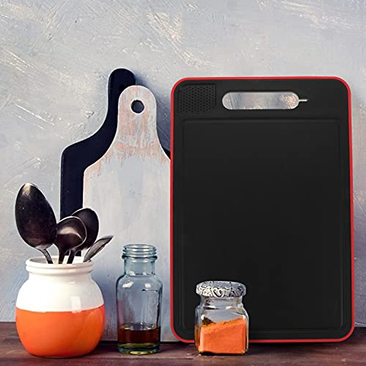 HEMOTON Fast Defrosting Tray Chopping Board Thawing Plate Cutting Board Meat Defroster Boards with Handle for Meat Pork Beef Fish Black Red