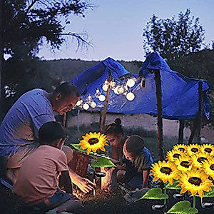 Forlivese Solar Powered Sunflower Lights, Outdoor Decorative Garden Stakes, Solar LED Pathway Decor Lights, Solar Flowers, for Garden Patio Lawn Yard Porch Walkway(2 Pack)
