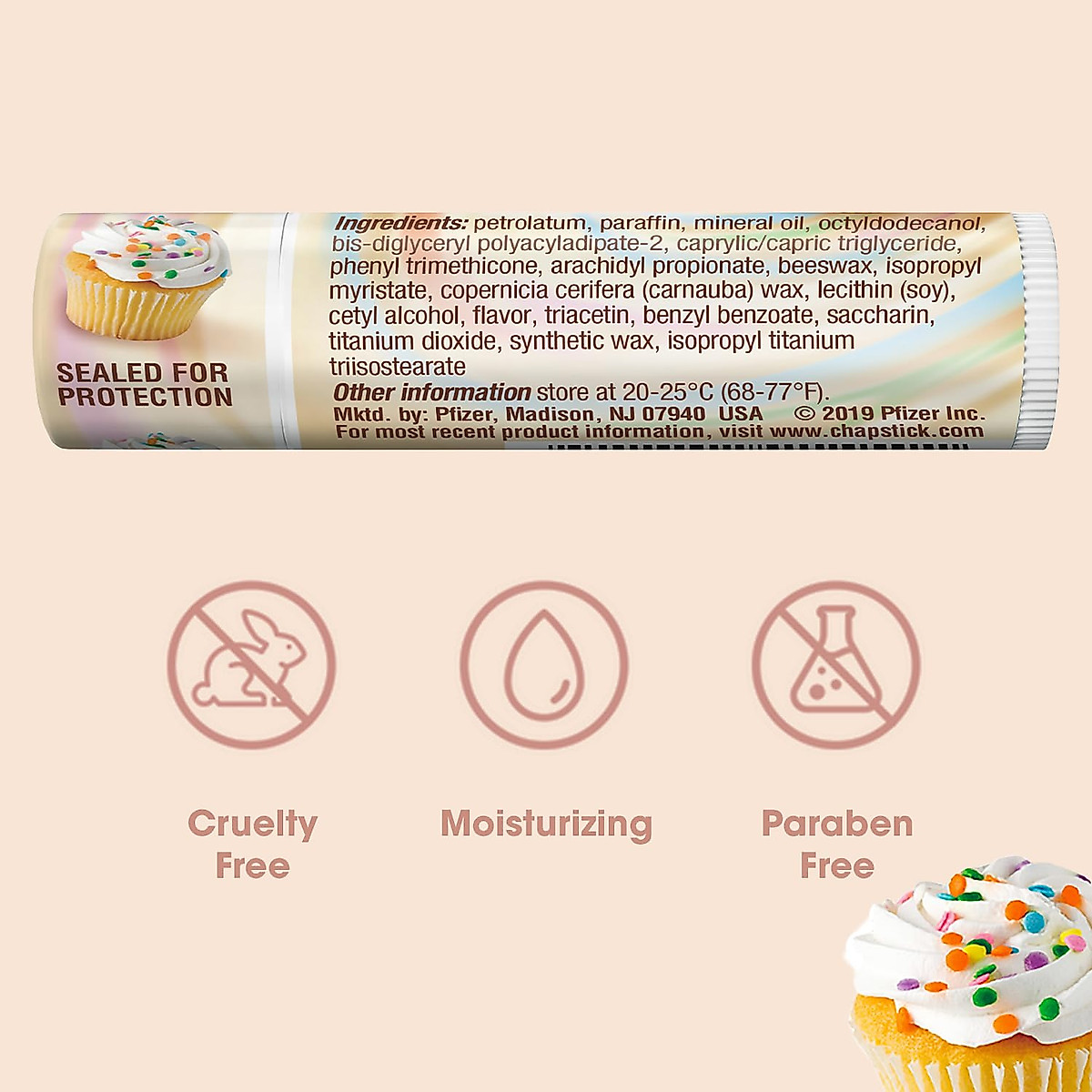 ChapStick Bulk Lip Balm, Cake Batter, 12-Pack – Delicious & Sweet Lip Moisturizer for Dry Lips, Birthday Gifts, Stocking Stuffers, 0.15