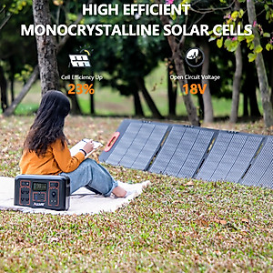 ALLWEI Solar Generator 1200W(Peak 2400W) with 1 * 200W Solar Panel, 1132Wh Portable Power Station, 4* AC Outlet, 6* PD60W USB Outlet, Solar Power Generator for RV/Van Camping Trip Emergency Home Use