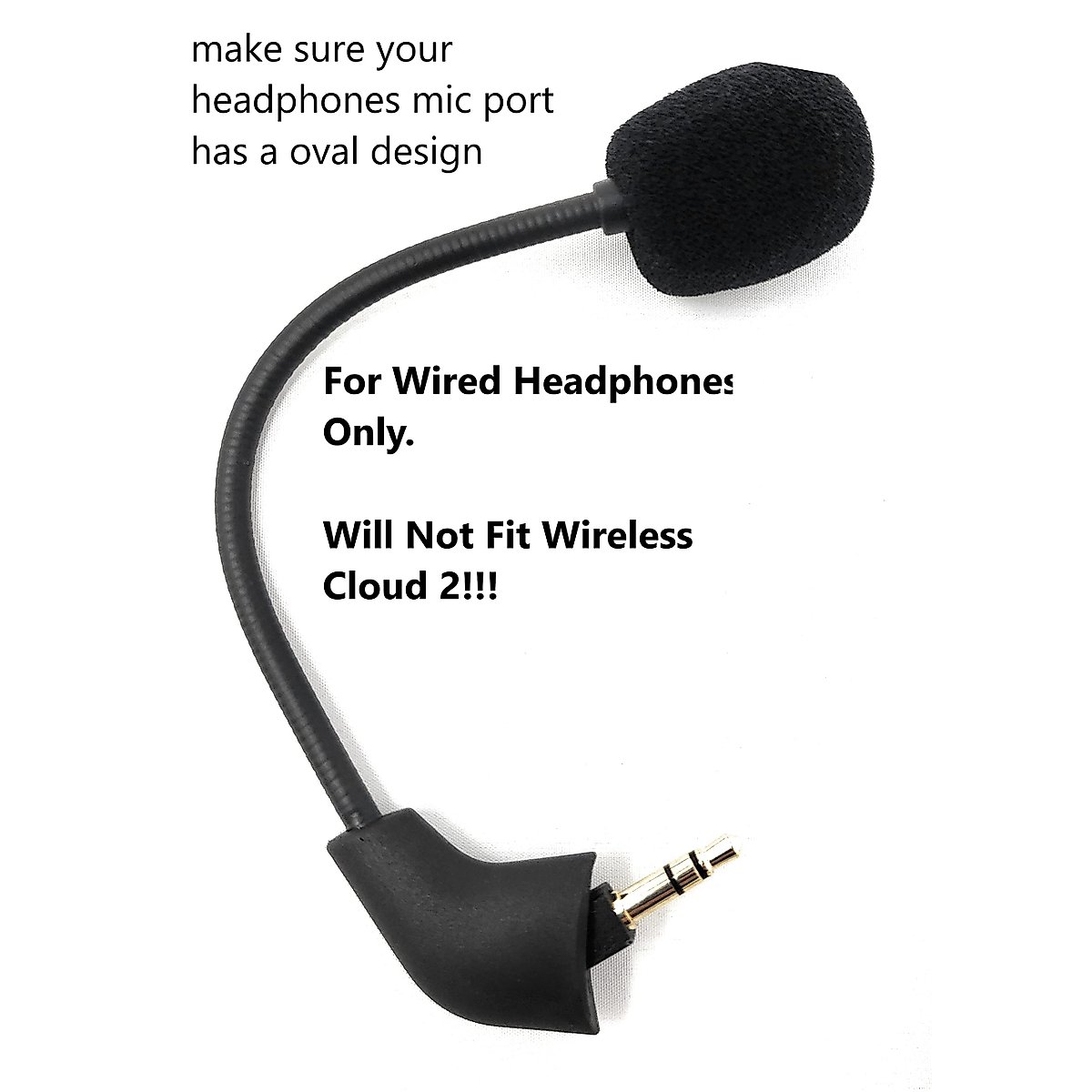 TNE Replacement Game Mic Microphone Boom for Pre-2021 1st Version Wired Kingston HyperX Cloud 2 II Cloud Core Cloud Pro CloudX PS5 Xbox One Nintendo Switch Computer PC Gaming Headsets