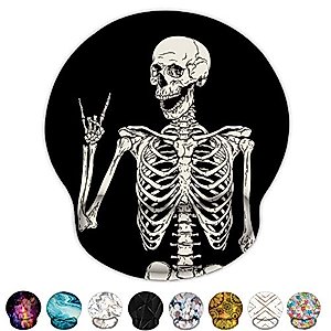 Britimes Ergonomic Mouse Pad with Wrist Support Black Human Skeleton Non-Slip Rubber Base Mousepad for Home Office Gaming Working Computers Laptop Easy Typing & Pain Relief