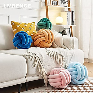 LMRENCE Soft Knot Ball Decorative Pillow，Circle Throw Pillows Aesthetic (Green，Medium，10.6inches) for Bed，Cushion Home Plush Handmade Pillow for Bedroom Sofa Chair Children Play Knot Ball Toys