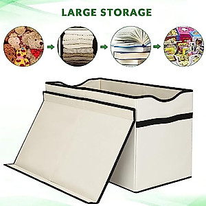 VICTORICH Toy Storage Chest, Collapsible Sturdy Storage Bins with Lids, Large Kids Toy Box Chest Storage Organizer for Nursery Room, Playroom, Closet, Home Organization(I-TBX-BEIGE)