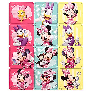 Classic Disney Minnie Mouse Memory Match Game for Toddlers, Kids 3 Pc Preschool Bundle with Game, 100+ Stickers and Door Hanger (Minnie Learning Toys), my first puzzle