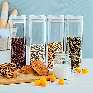 NUMYTON Airtight Food Storage Containers - 4Pcs - Pantry Organization and Storage- BPA-Free - Cereal Containers Storage Set - for Cereal, Corn Flakes, Pasta, Spaghetti, Sugar & Flour