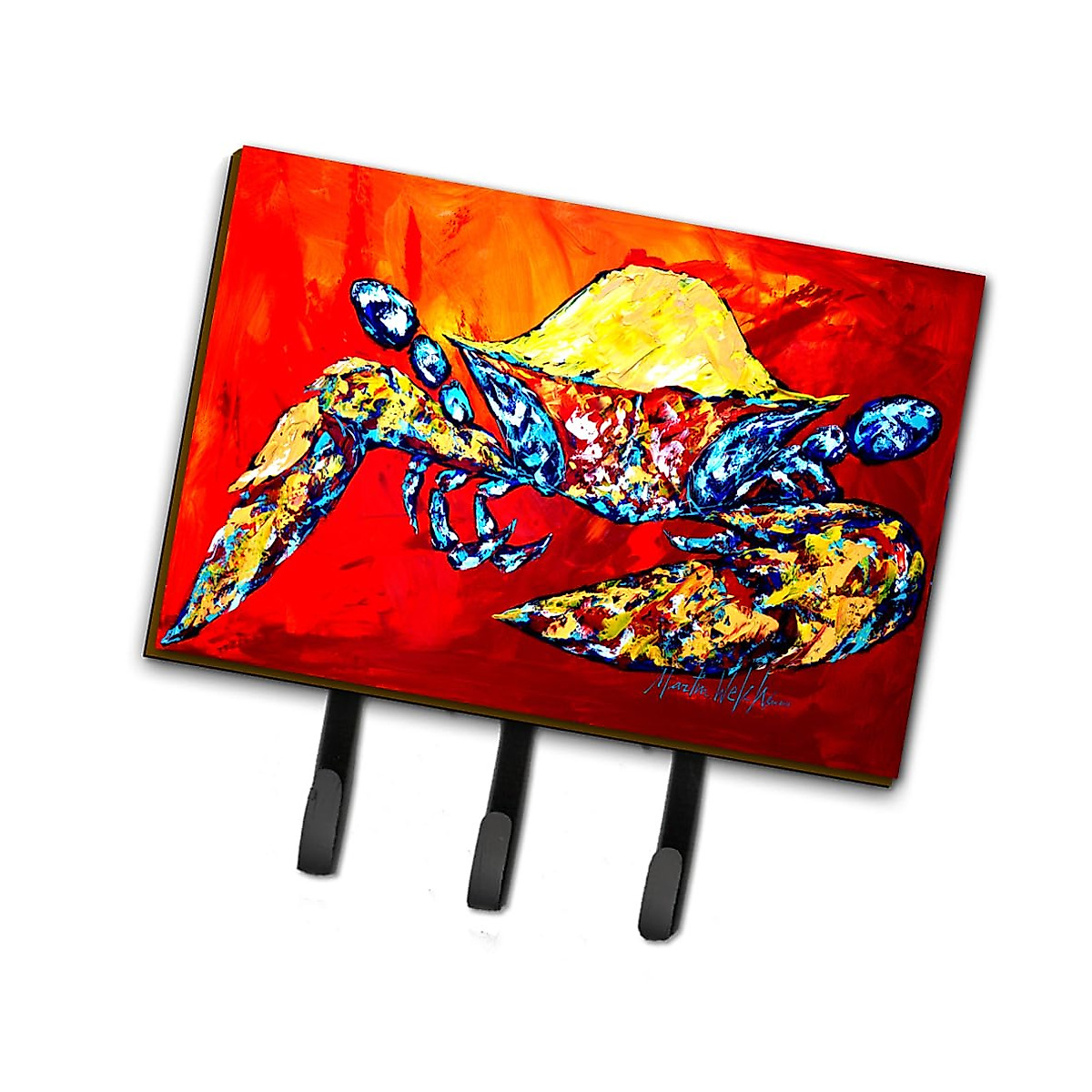 Caroline's Treasures MW1208TH68 Bring it on Crab in Red Leash or Key Holder, Wall Hooks, Key Hooks Holder, Coat Rack Wall Mount, Coat Hooks, Hooks for Hanging Keys, Towels, Aprons, Leashes,