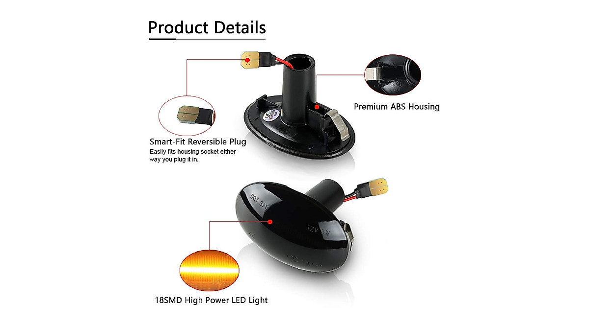 Gempro LED Side Marker Lights for MINI Cooper - 3X Brighter