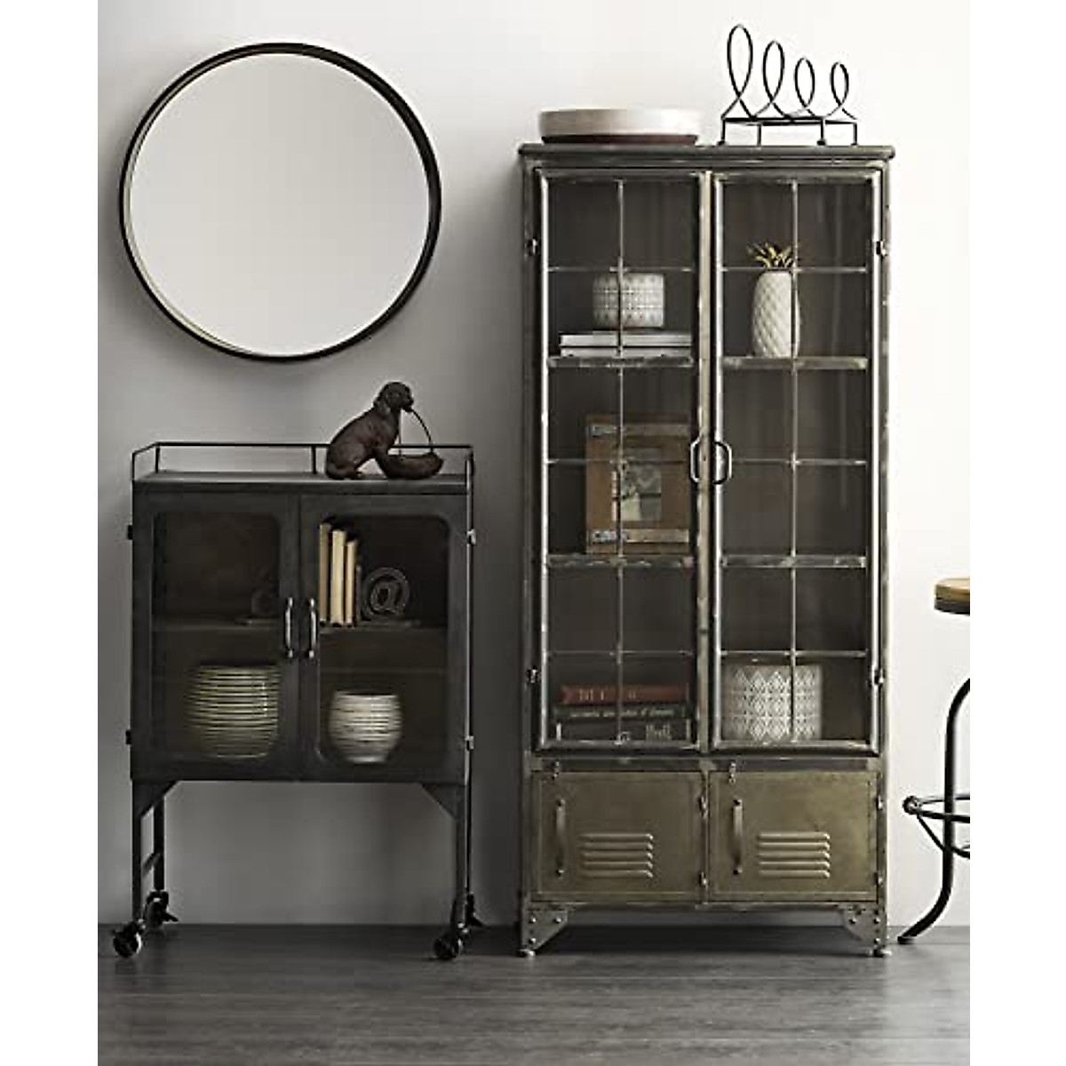 Creative Co-Op Metal 4 Doors Cabinet, Muted Gold