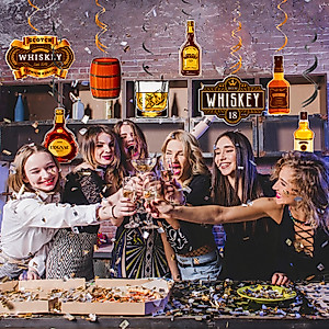 20PCS Whiskey Party Decorations for Men, Whiskey Hanging Swirls for Whiskey Themed Party Decorations (Not Pre-Assembled)