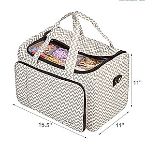 HOMEST Yarn Storage Bag, Knitting Tote with Removable Inner Dividers, Ripple