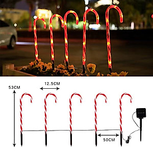 Yckeogln 5PCS Solar Crutch Outdoor LED Floor Lights, Waterproof Warm Christmas Decorative Street Lights, Ground Lawn Night Lights, Path Garden Lights Indoor and Outdoor Holiday Decorations (Crutch)