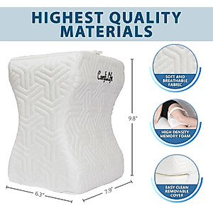 ComfiLife Knee Pillow for Side Sleepers – Firm Support Cooling Memory Foam Leg Pillow for Sleeping – Sciatica Pain Relief, Knee & Back Relief – Water Resistant Between Legs Pillow – Ergonomic Contour