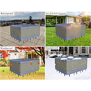 Garden Balsam Waterproof Rectangular Patio Table and Chair Cover Blue Grey 128" L X 82" D X 28" H Outdoor General Purpose Furniture Covers Patio Furniture Set Cover