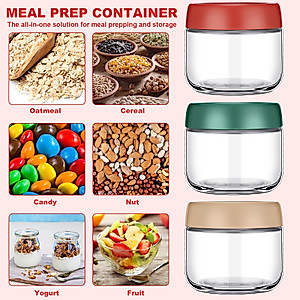 Tioncy 12 Pcs 10 oz Glass Jars with Lids Glass Overnight Oats Jars Clear Wide Mouth Airtight Small Glass Containers Reusable for Food Spice Fruit Sauce Cereal Snacks Storage, 3 Colors
