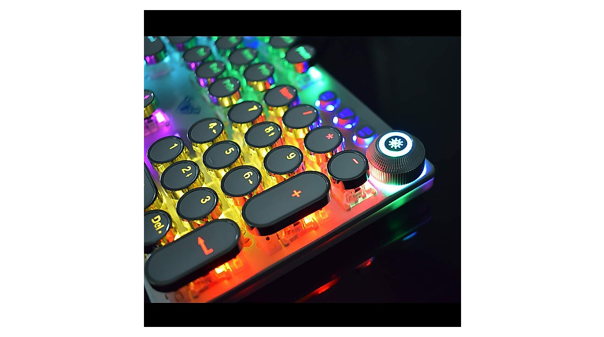 CHICHEN Retro Steampunk Gaming Keyboard with Backlit | Silver-Blue Switches