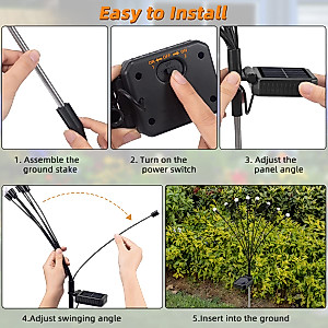 Solar Lights for Outside, 6Pack Solar Firefly Lights Outdoor Waterproof for Garden Decor, 8LED Solar Garden Lights Fairy, Swaying Solar Powered Firefly Yard Lights for Patio Decorations