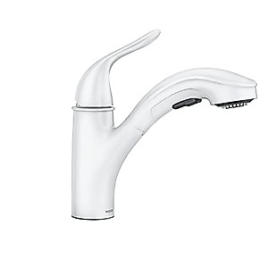Moen 87557W Brecklyn Single-Handle Pull-Out Sprayer Kitchen Faucet with Power Clean, 59" Hose Length, Glacier