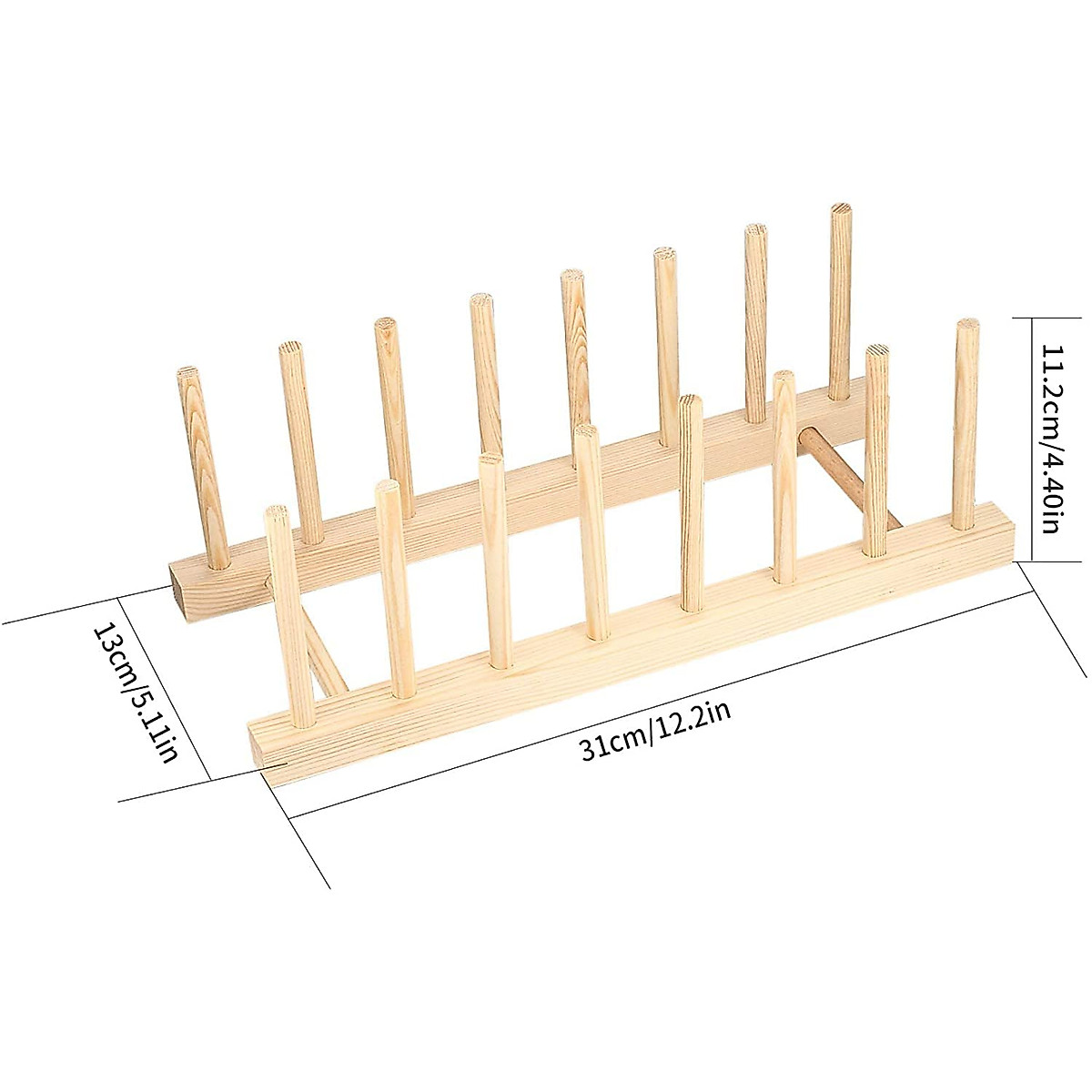 MUNTICO Bamboo Wood Dish Rack for Kitchen Cabinet, Dishes, Books, Wine Glass, Chopping Board Holder, Dish Drainer for Kitchen, Counter (Pack of 4)