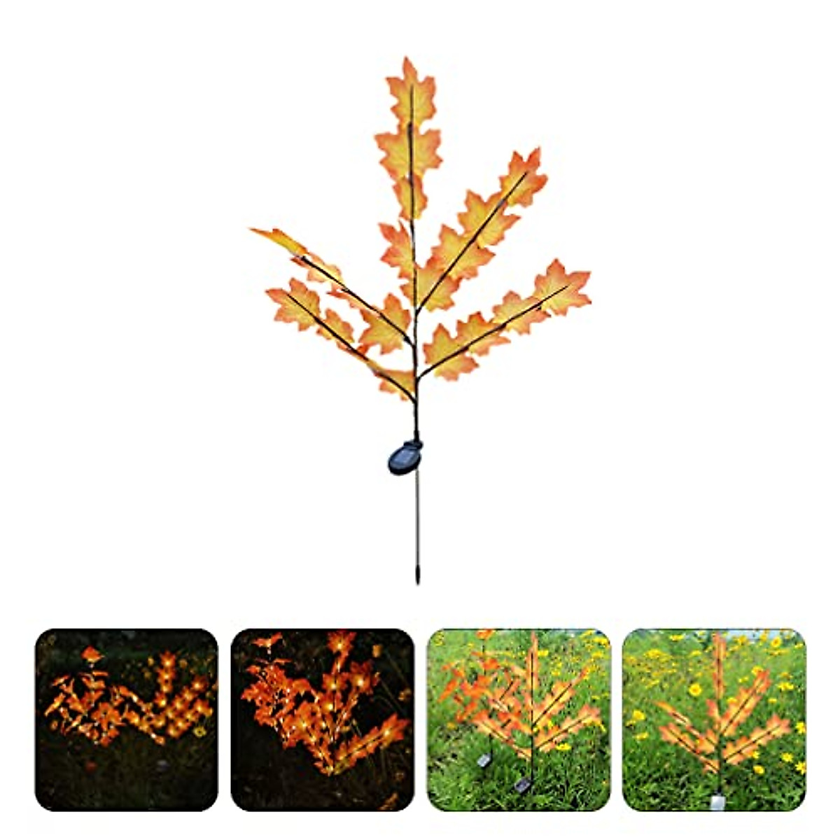OSALADI Lighted Maple Tree Fall Decor Outdoor 2pcs LED Solar Landscape Light Simulation Maple Leaf Landscape Led Pathway Lights Villa Outdoor Pathway Decor Outdoor Fall Decor