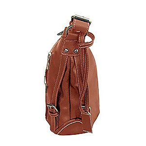Roma Leathers Gun Concealment Purse - Vegan Leather, Convertible Multi-Purpose Strap Lockable YKK Zipper (Brown)